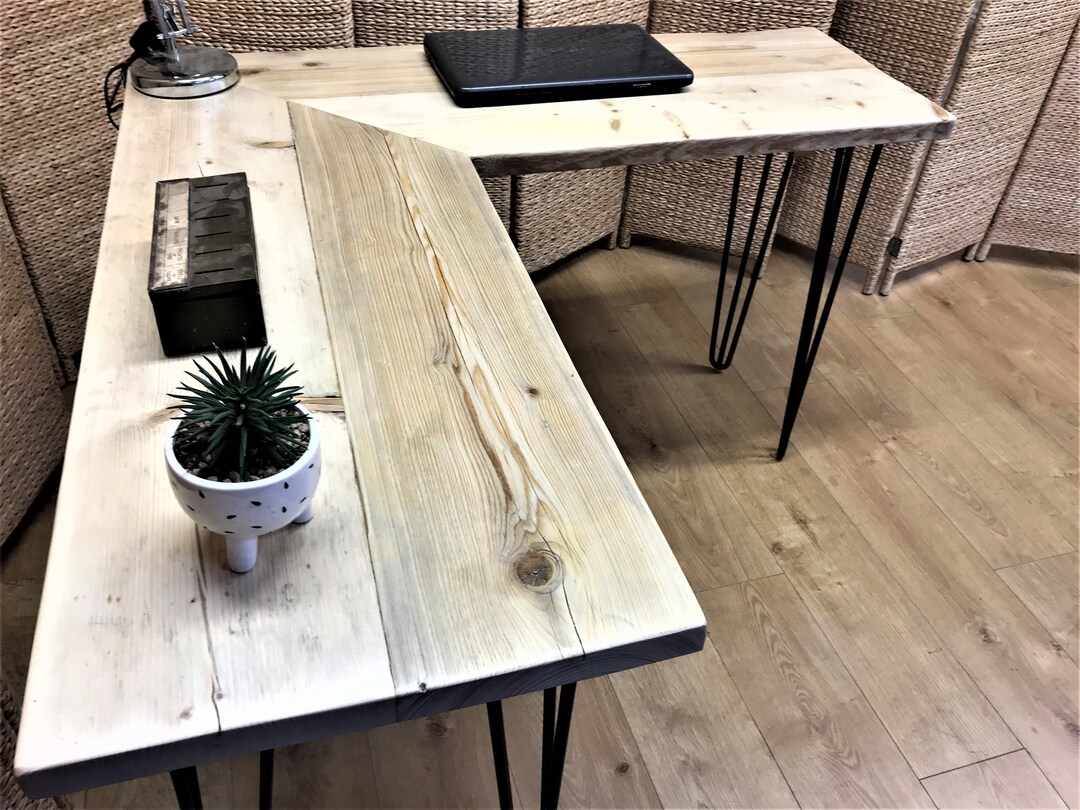 Corner Office Desk Two Boards Custom Made From Reclaimed - Etsy