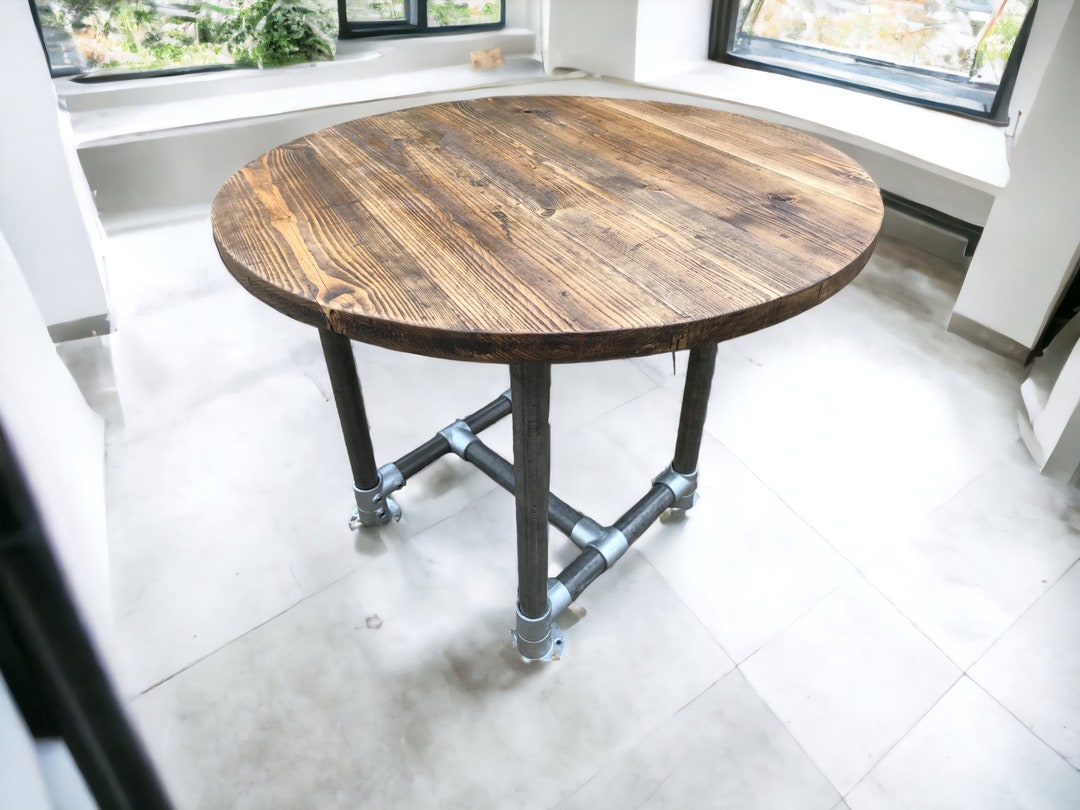 Circular Round Table, Custom Made Reclaimed Scaffold Boards - Tube Pipe ...