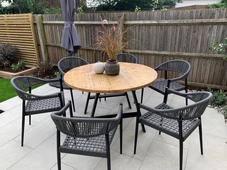 Outdoor Circular Round Table, Custom Made Reclaimed Wood Garden Use A ...