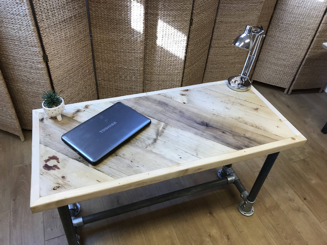 Diagonal Desk, Dining Table, Reclaimed Scaffold Boards, Hairpin Legs ...