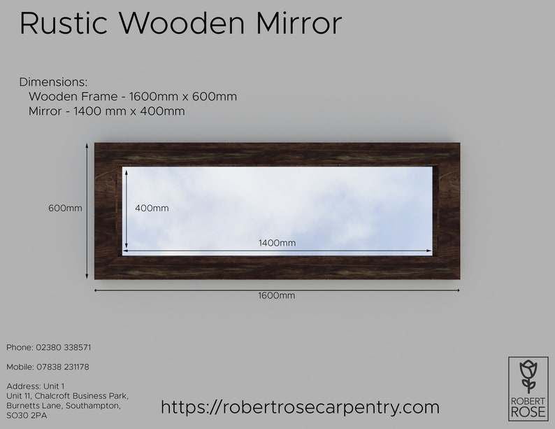 Rustic Wooden Mirror | Recycled Industrial Mirror | Reclaimed Scaffold ...