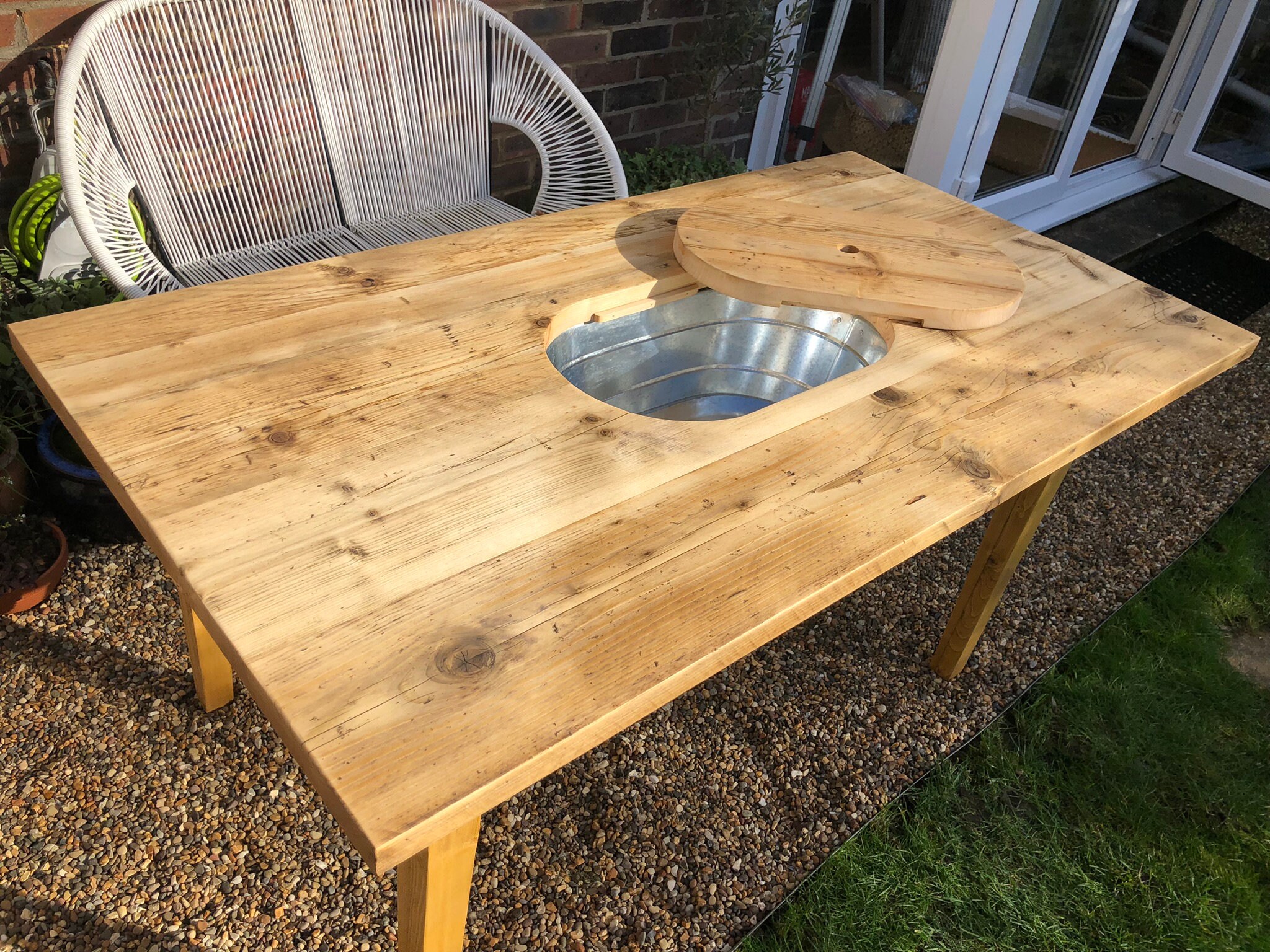 Ice Bucket Table Reclaimed Patio Table Scaffold Boards - Etsy