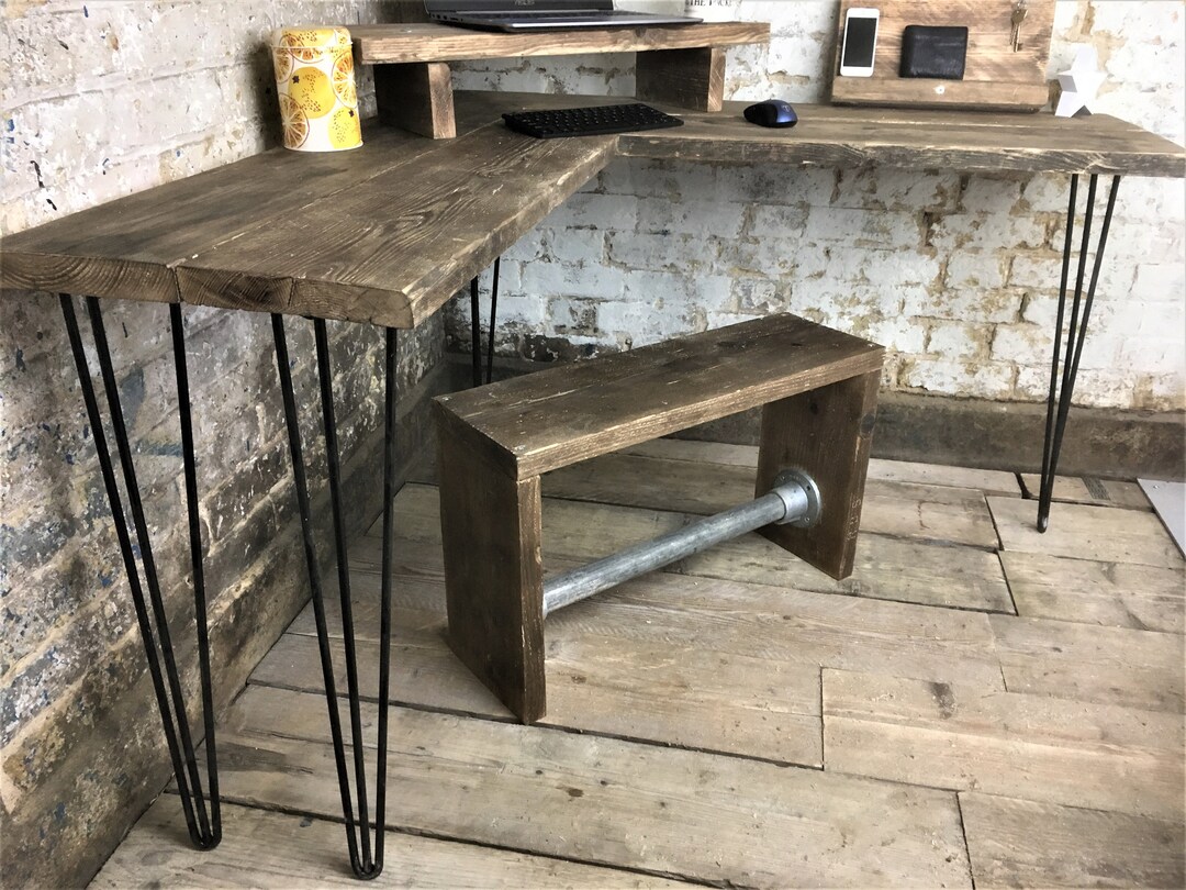 Corner Office Desk Two Boards Custom Made From Reclaimed - Etsy