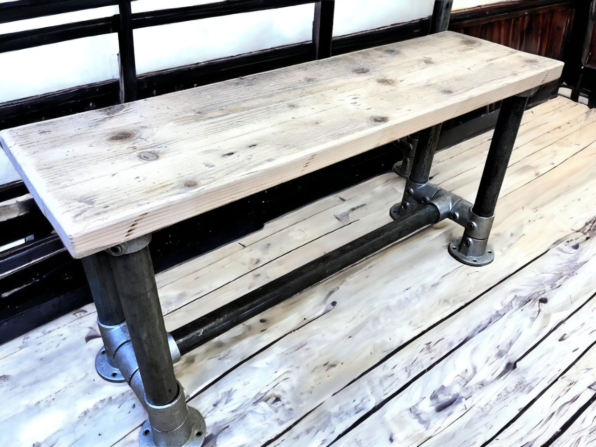 Industrial Scaffold Board Bench on Steel Scaffold Tube Seating | THE ...