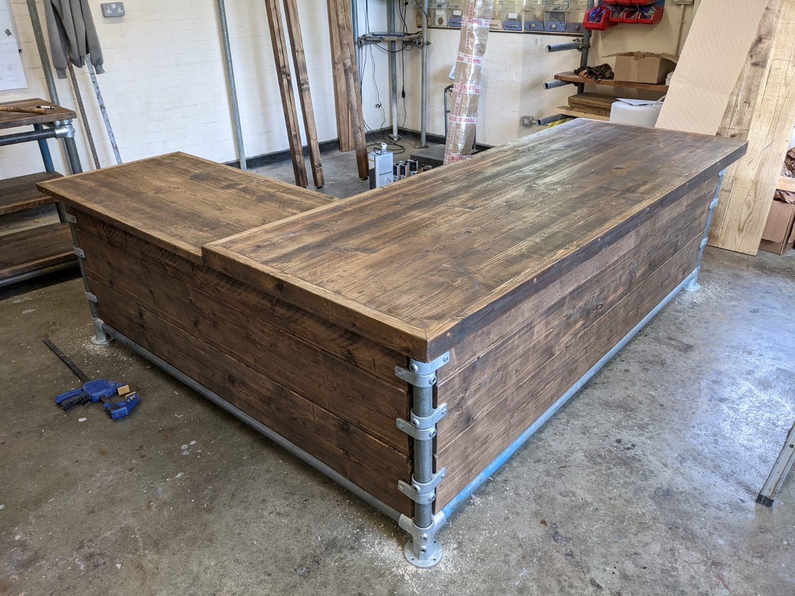Corner Desk Office Desk With 2 Drawer Units , Custom Made Reclaimed ...