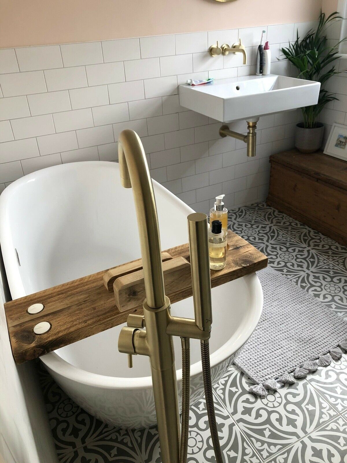 Wooden Scaffold Board Bath Tray - Bath Caddy/bath Shelf/bath Board/wine ...
