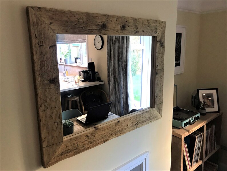 Rustic Wooden Mirror Recycled Industrial Mirror Reclaimed - Etsy