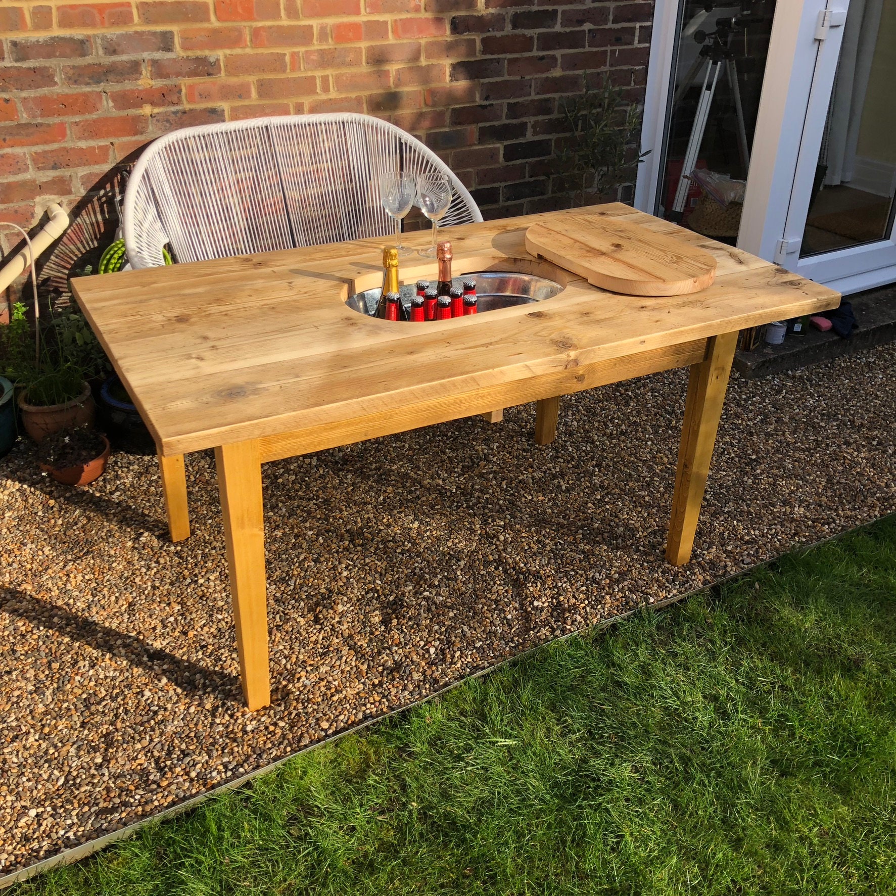 Ice Bucket Table Reclaimed Patio Table Scaffold Boards - Etsy