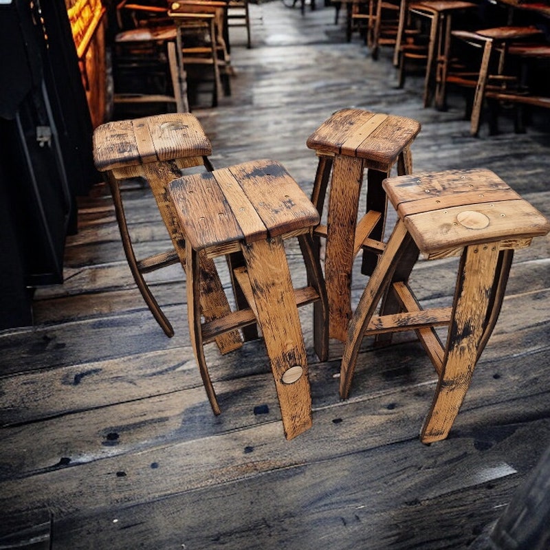 Whiskey Barrel Bar Stools - Etsy