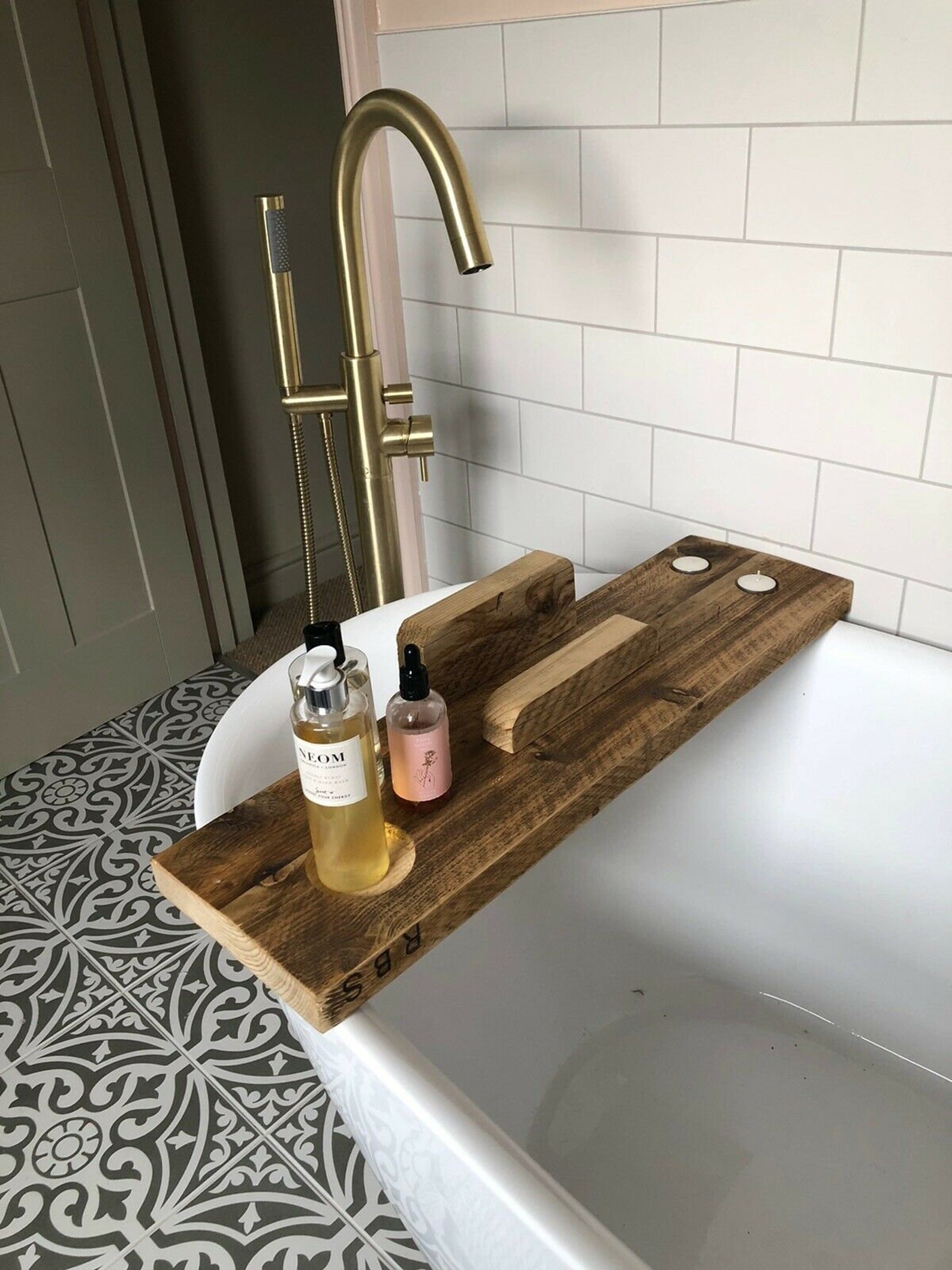 Wooden Scaffold Board Bath Tray - Bath Caddy/bath Shelf/bath Board/wine ...