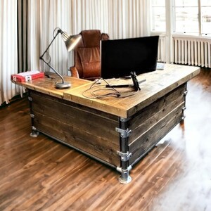 Industrial Corner Desk Office Desk | Privacy Panels to Two Sides | THE ...
