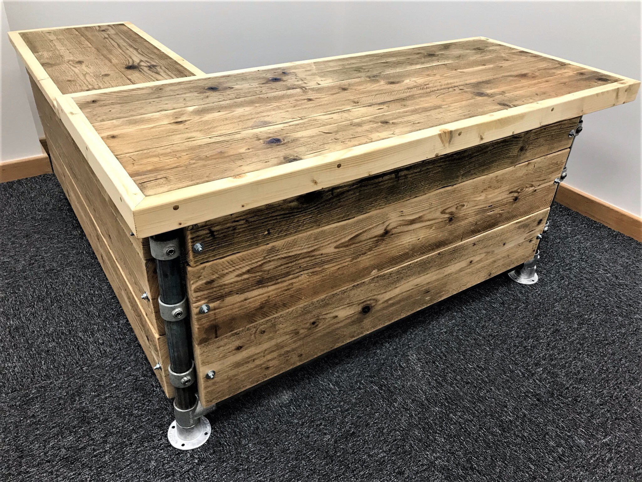 Industrial Corner Desk Office Desk | Privacy Panels to Two Sides | THE ...