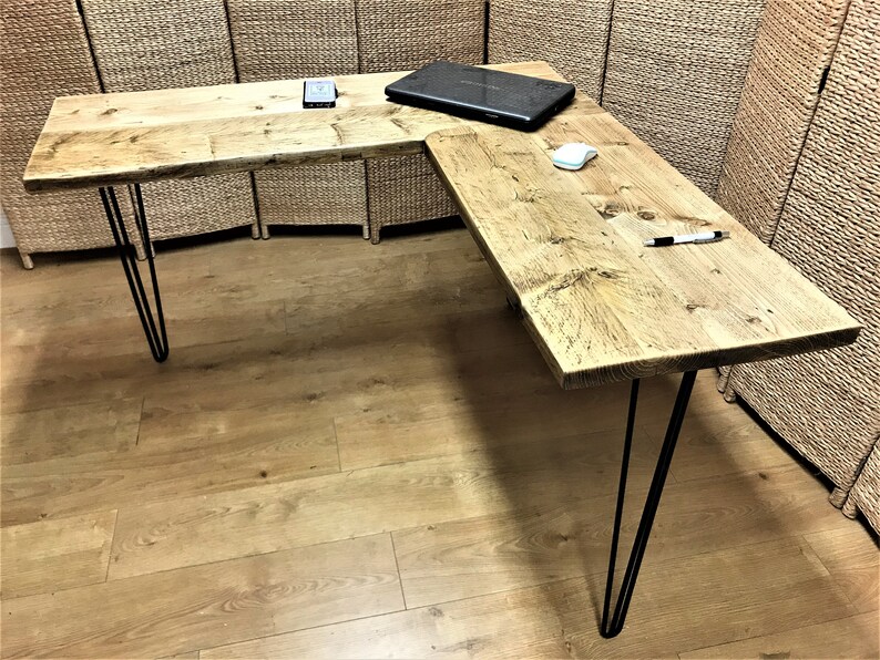 Corner Office Desk Two Boards Custom Made From Reclaimed - Etsy