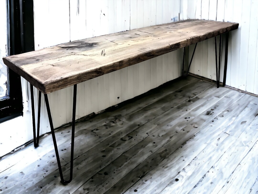 Bruntsfield - Industrial Scaffold Board Bench Seating on Steel Hairpin ...