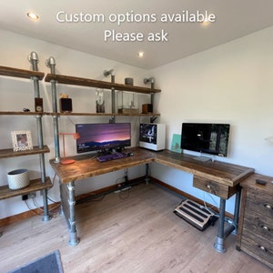 Integrated Office Desk + Shelves, Custom Made,reclaimed Scaffold Boards ...