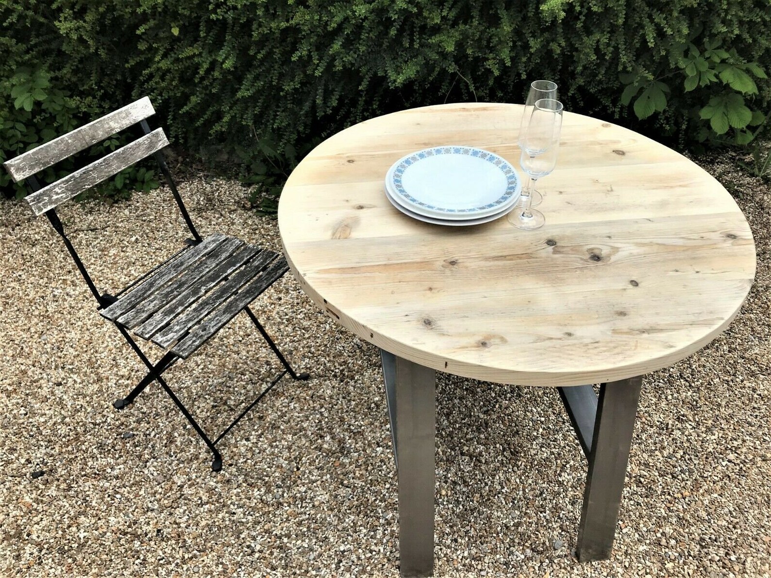 Outdoor Circular Round Table Custom Made Reclaimed Wood | Etsy