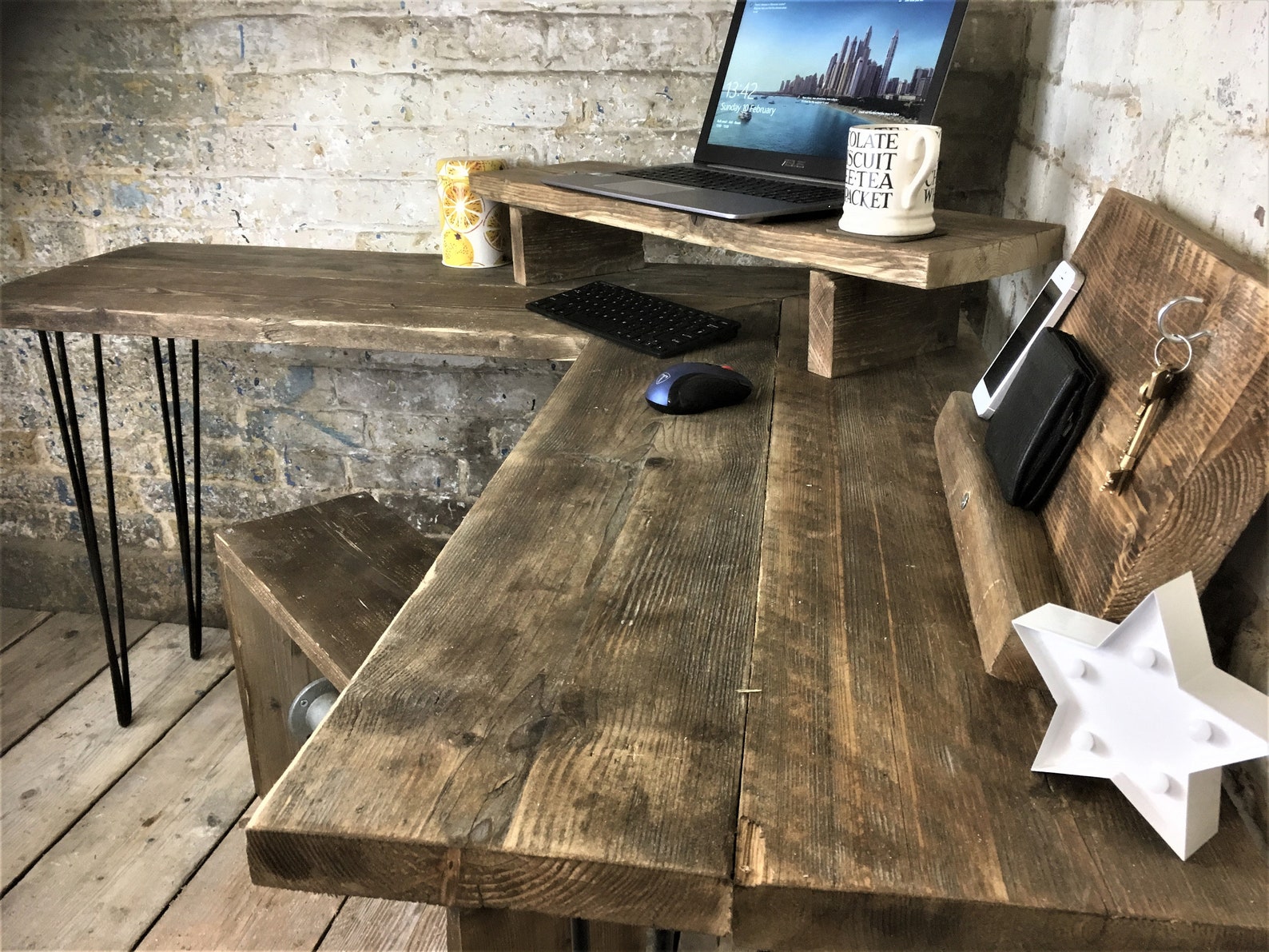Corner Office Desk Two Boards Custom Made From Reclaimed - Etsy