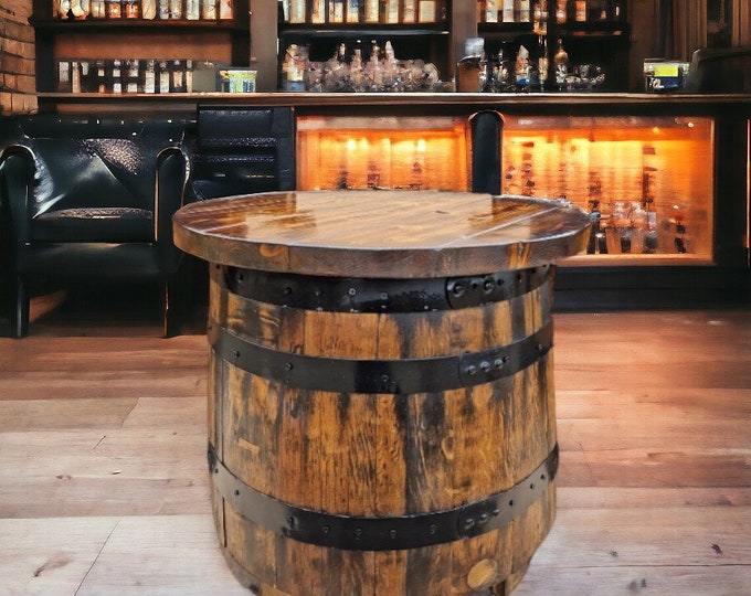 Rustic Luxury Glass Top Oak Whiskey Barrel Infinity Coffee Table ...