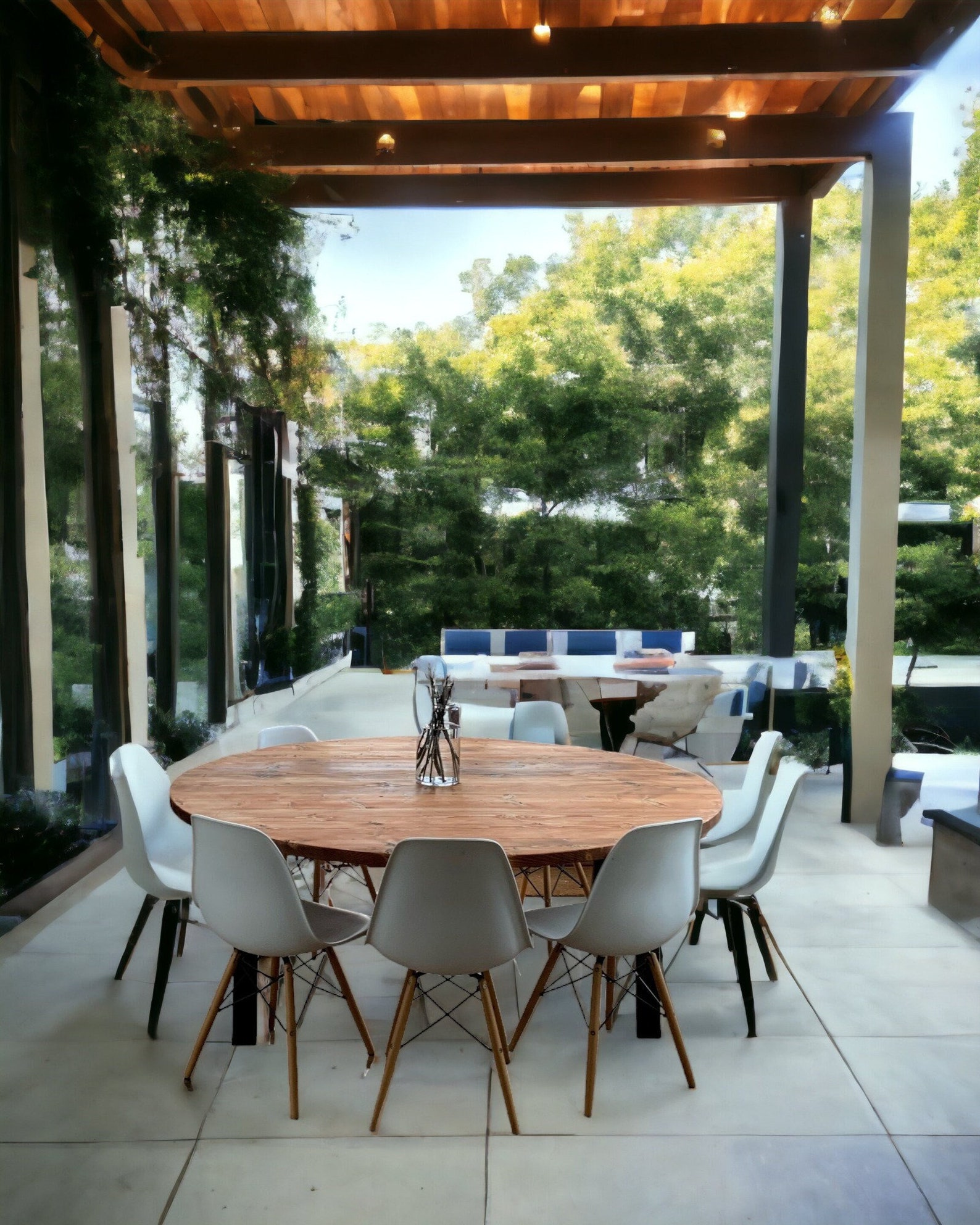 Outdoor Circular Round Table, Custom Made Reclaimed Wood Garden Use A ...