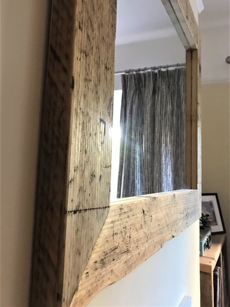Rustic Wooden Mirror | Recycled Industrial Mirror | Reclaimed Scaffold ...