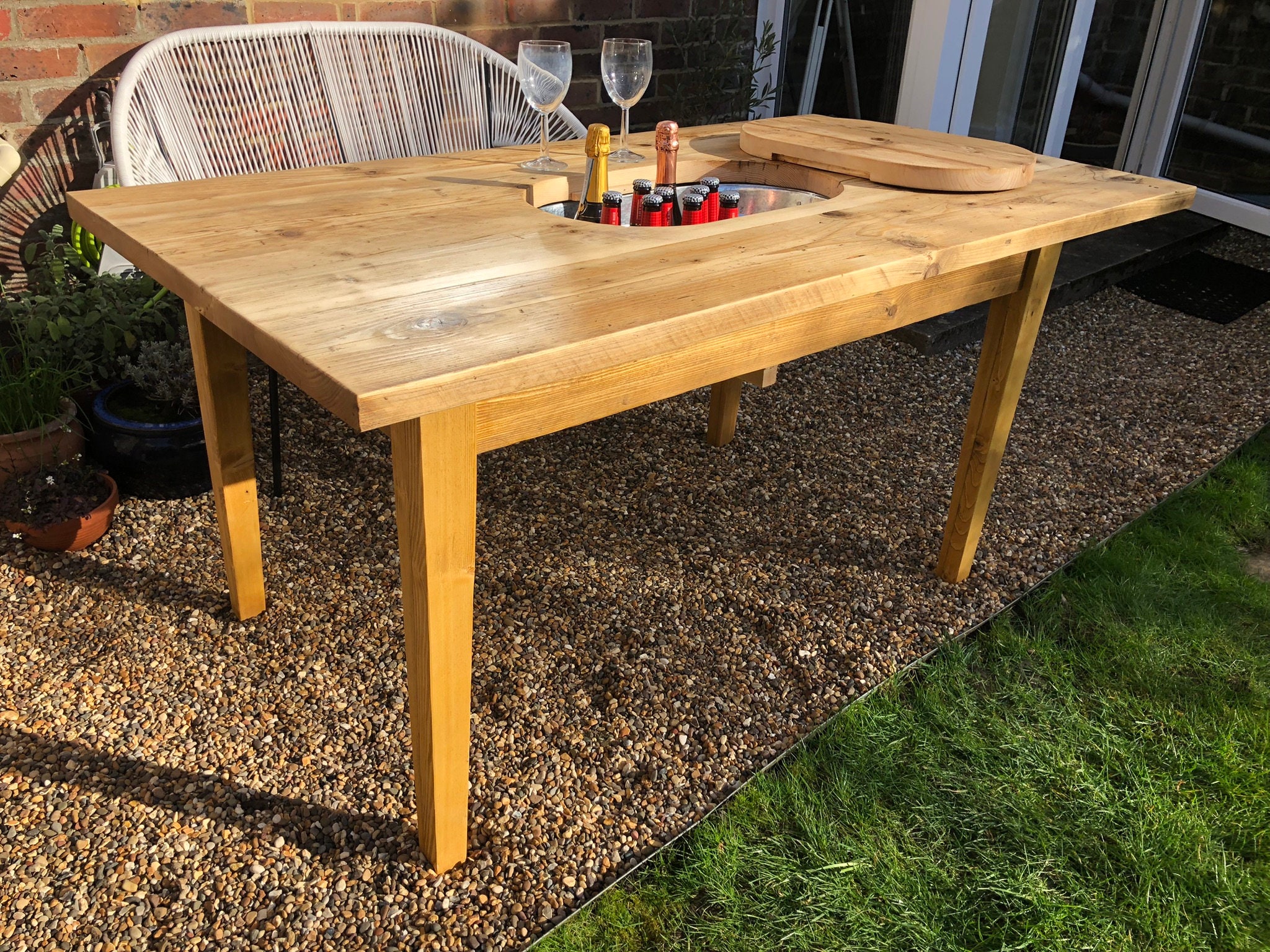 Ice Bucket Table Reclaimed Patio Table Scaffold Boards - Etsy