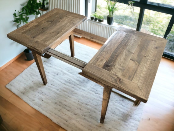 Rustic wood extendable dining table store