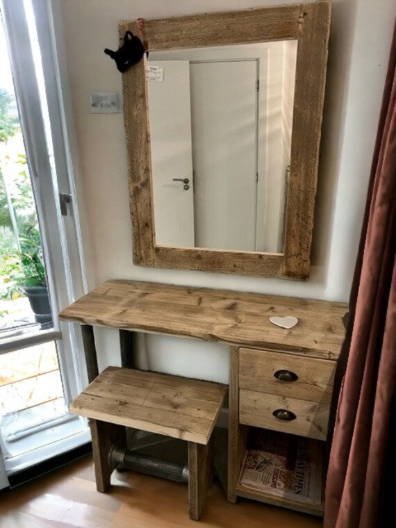 Bedroom Dresser Table Mirror Made From Reclaimed Scaffolding THE DOWNEND Etsy