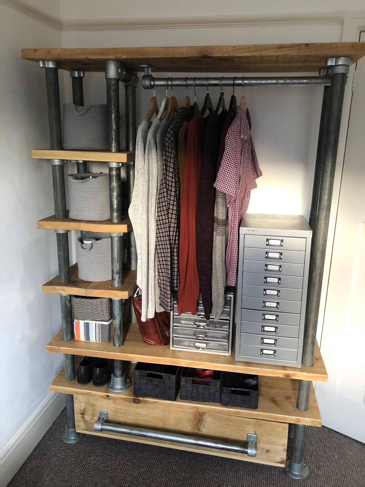 Industrial Open Wardrobe With Drawers | Reclaimed Scaffolding| THE ...
