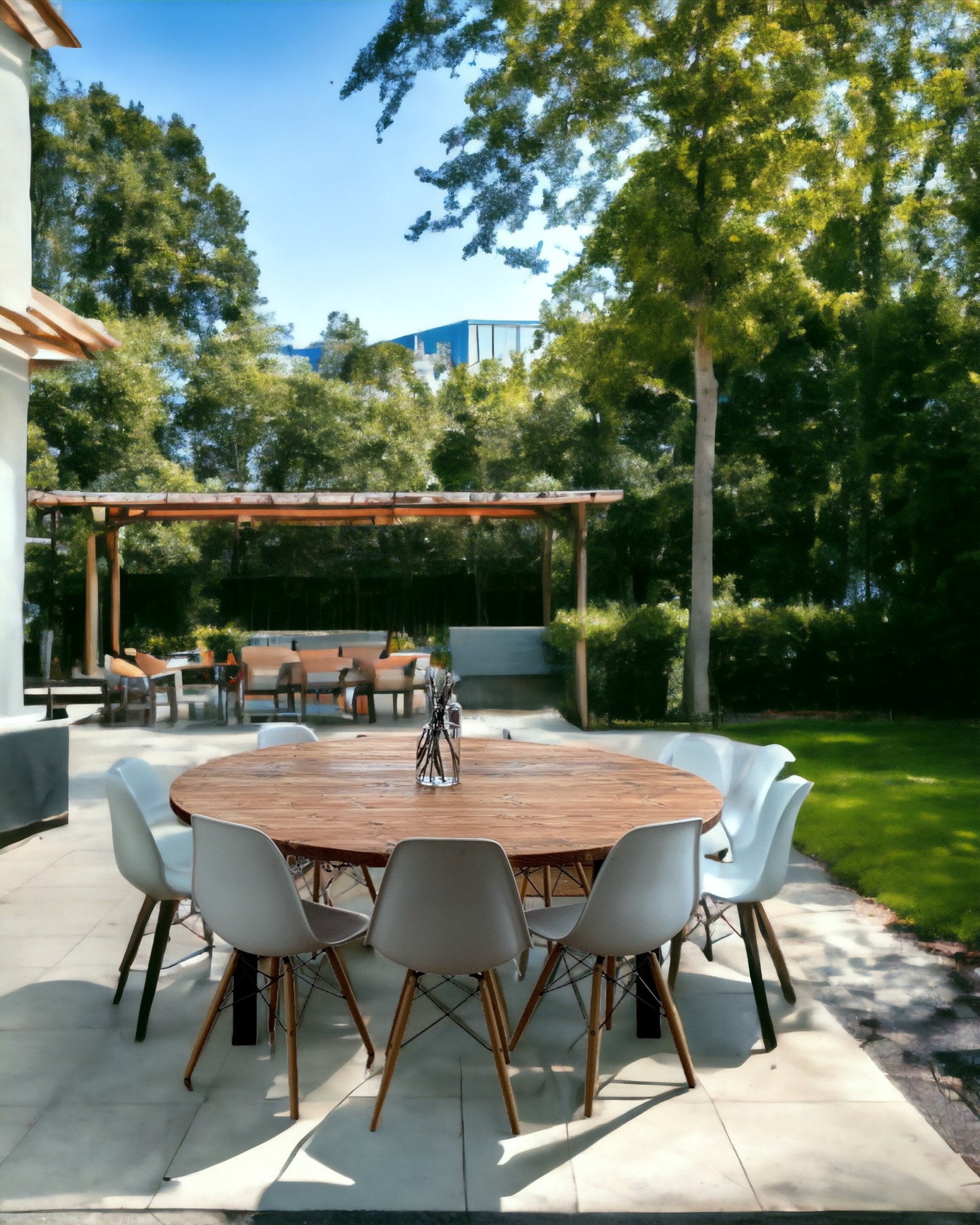 Outdoor Circular Round Table, Custom Made Reclaimed Wood Garden Use A ...