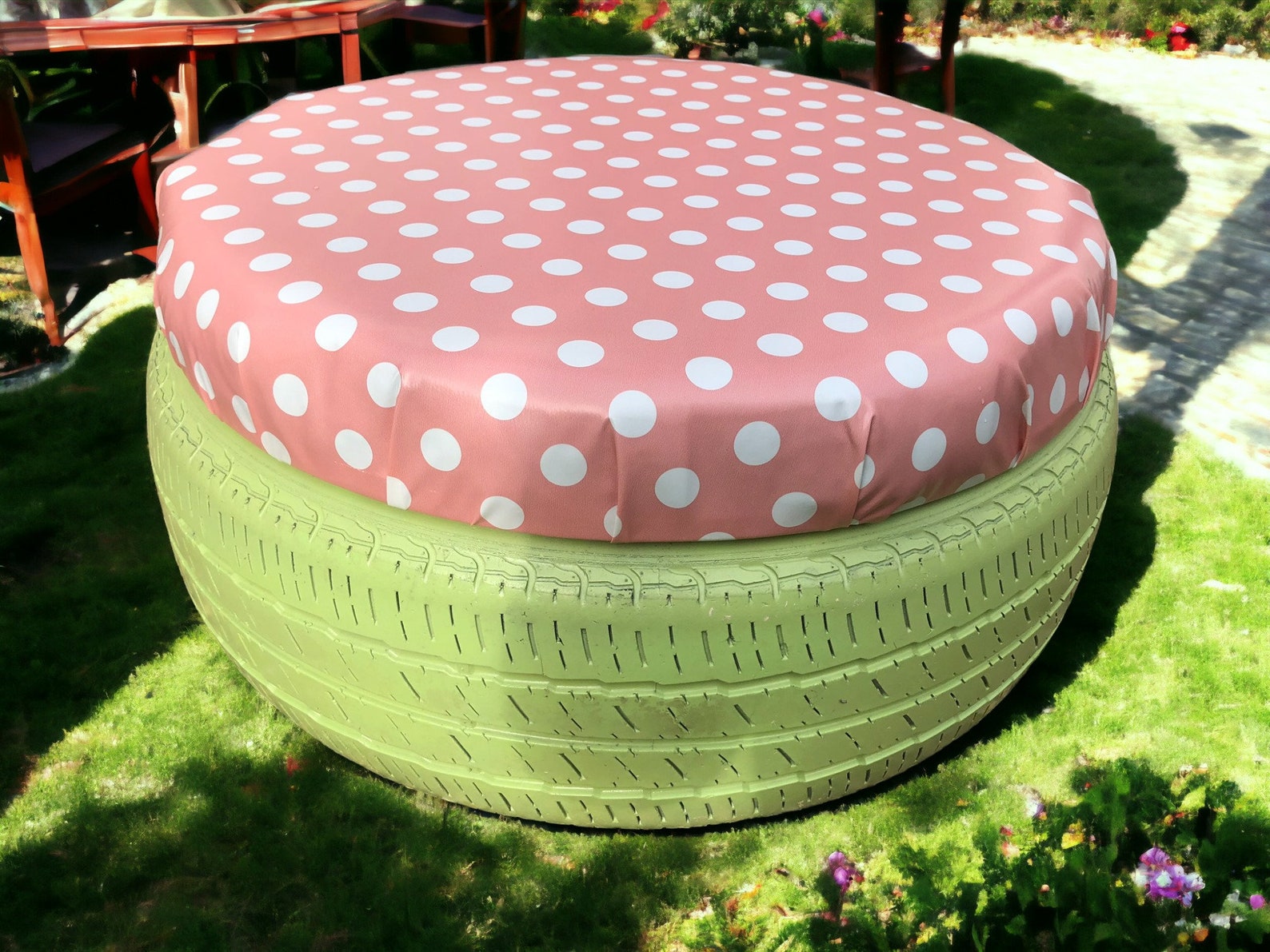 Colourful Tyre Seats | Tyre Tables | Reclaimed Garden Furniture | THE ...