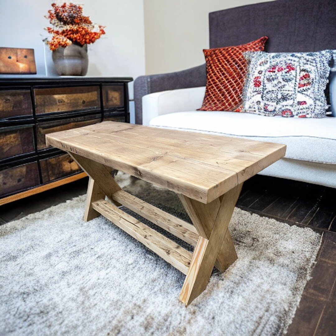 Reclaimed Wood X-frame Coffee Table | Foot Stool | Reclaimed Scaffold ...