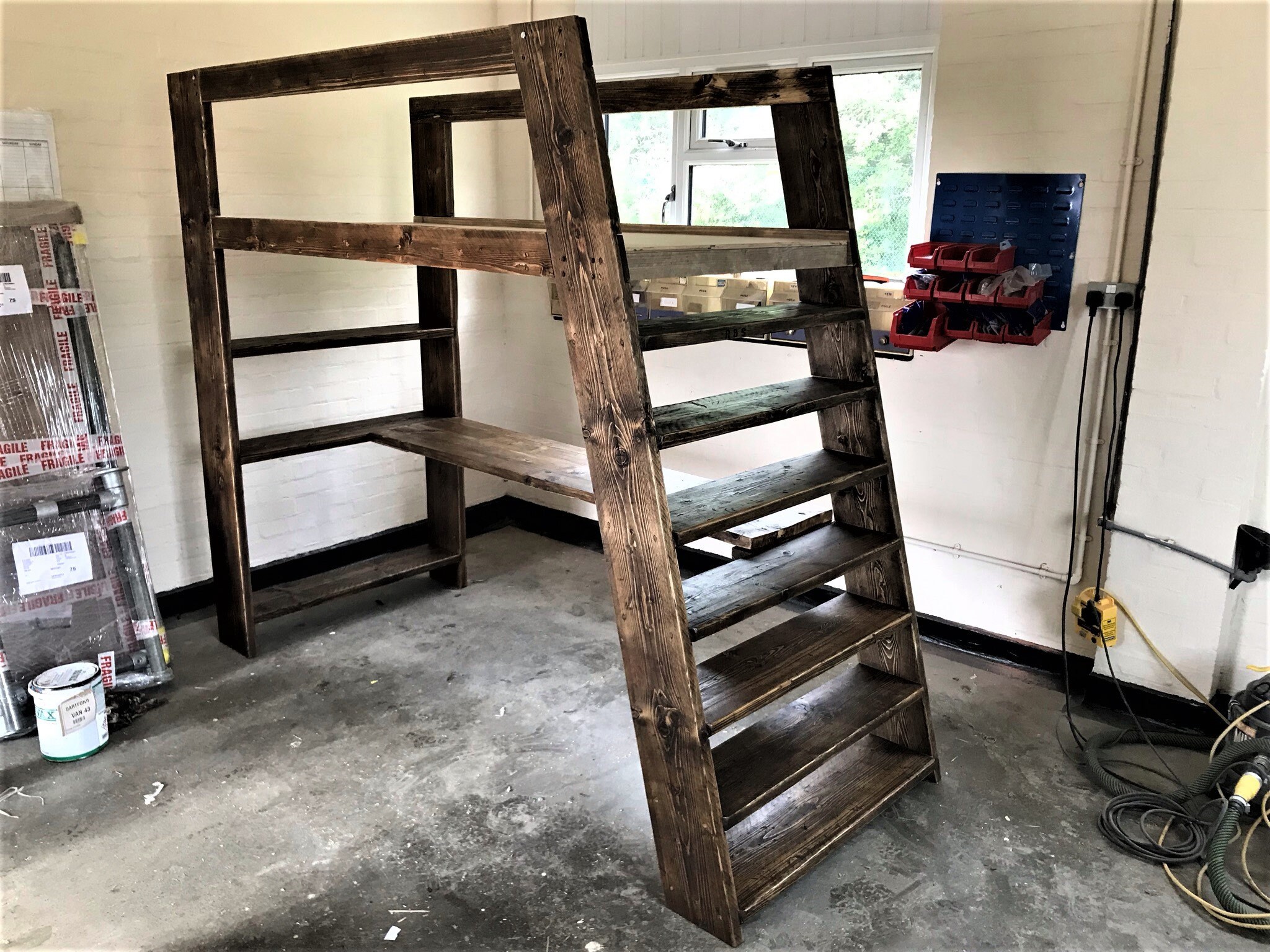 Bespoke Bunk Bed & Desk - Reclaimed Scaffold Board Wood, Sustainably ...