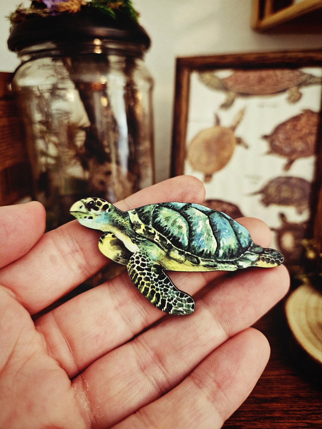 Sea Turtle Pin, Wood Turtle Brooch, Turtle Brooch, Nature Lover Gift ...