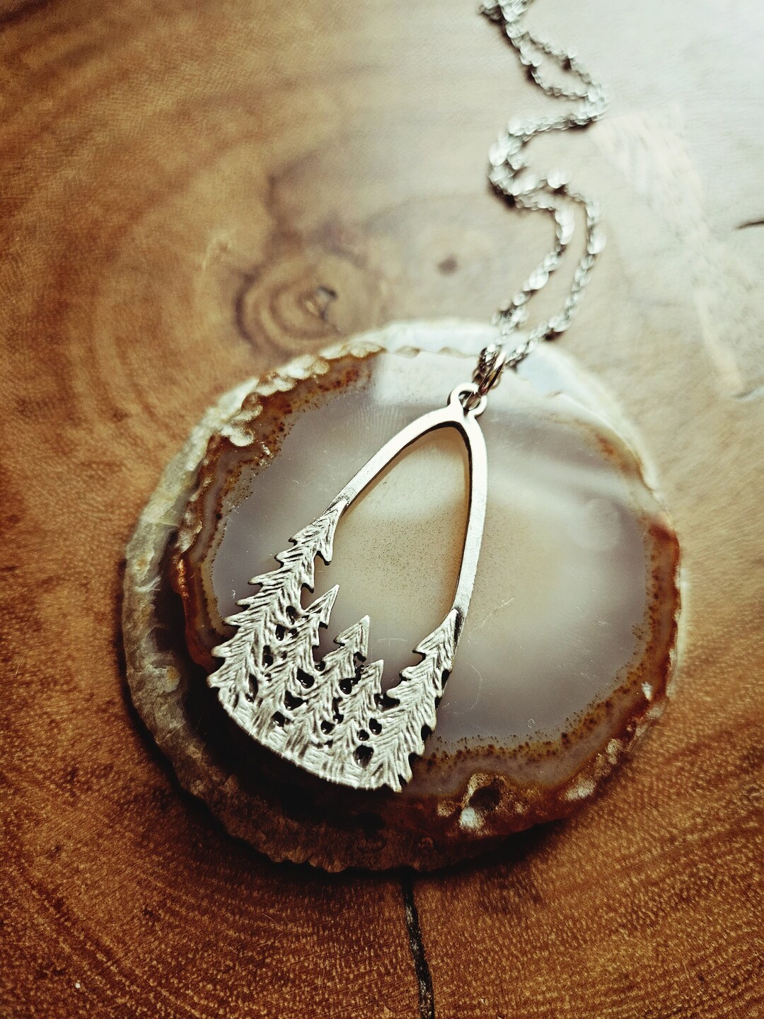 Tree Necklace, Forest Pendant, Silver Pine Tree Necklace, Silver Tree ...