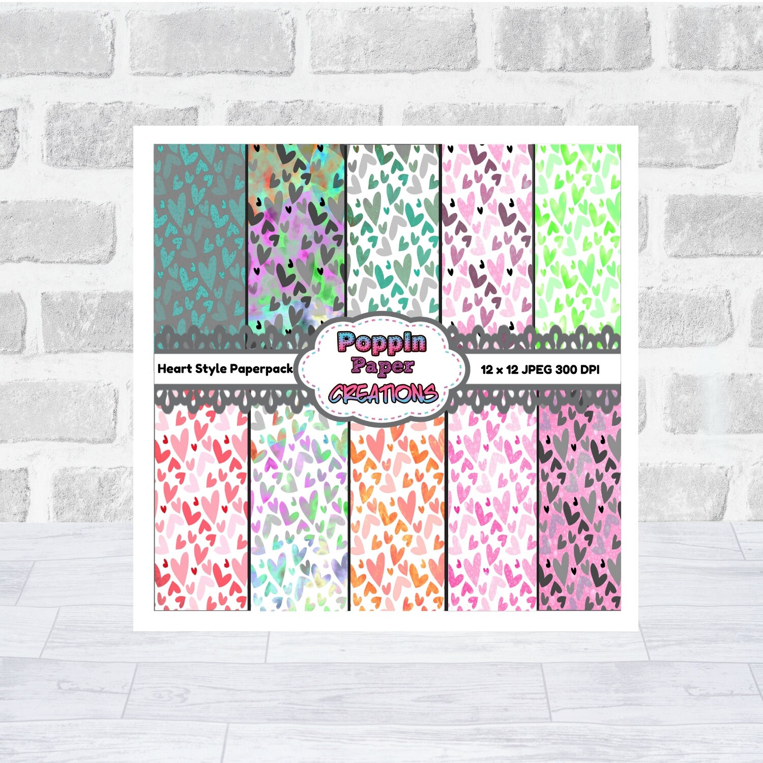 Heart, Valentine's Day, Digital Paper, 12x12, Printable, .JPEG ...