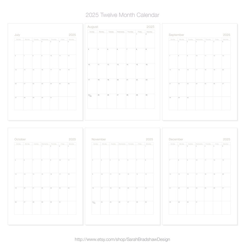 2025 - 12 Month Calendar and Year At-a-glance Calendar. Annual Calendar ...