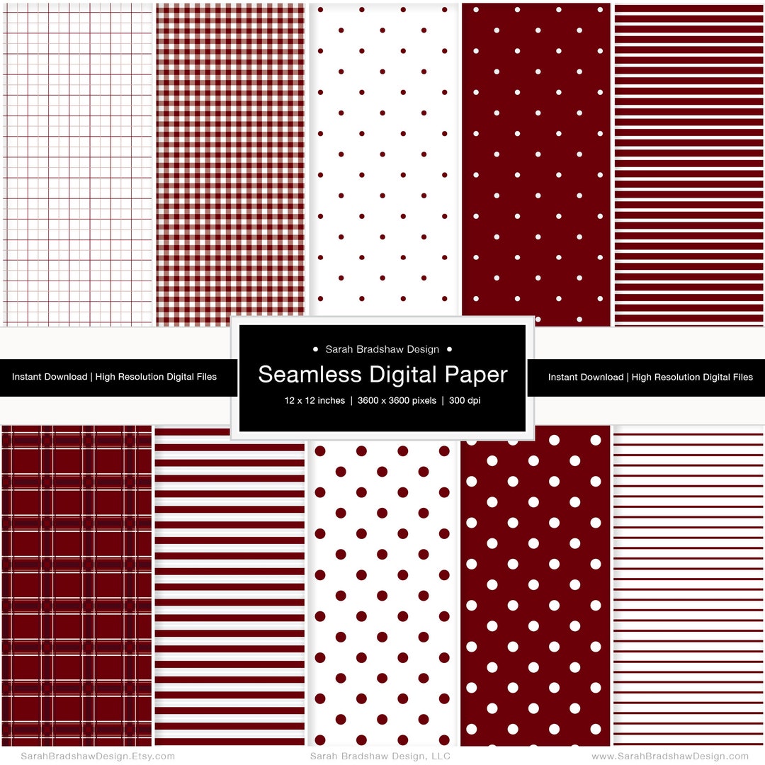 Seamless Digital Paper. Digital Pattern. Preppy Patterns. Maroon. Plaid ...