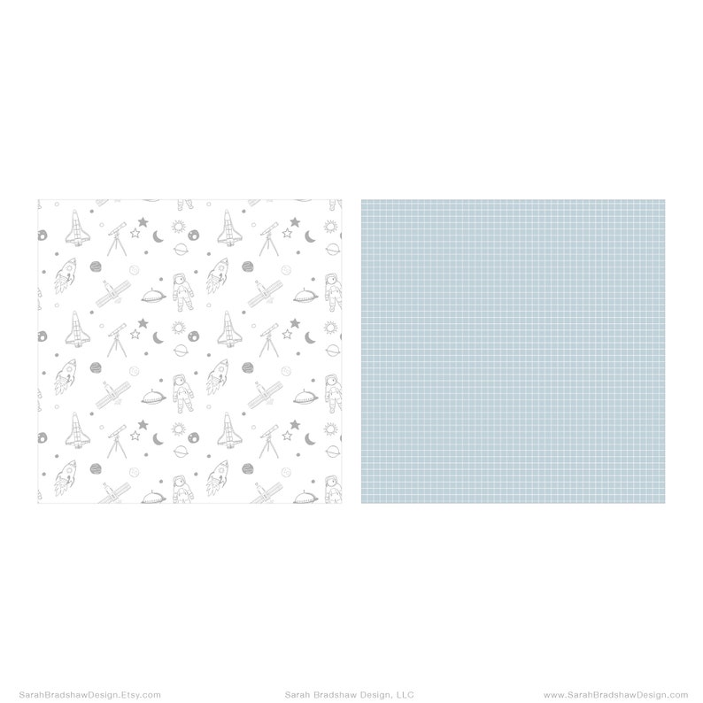 Space Exploration Digital Paper Set. Seamless Pattern. Astronaut. Solar ...