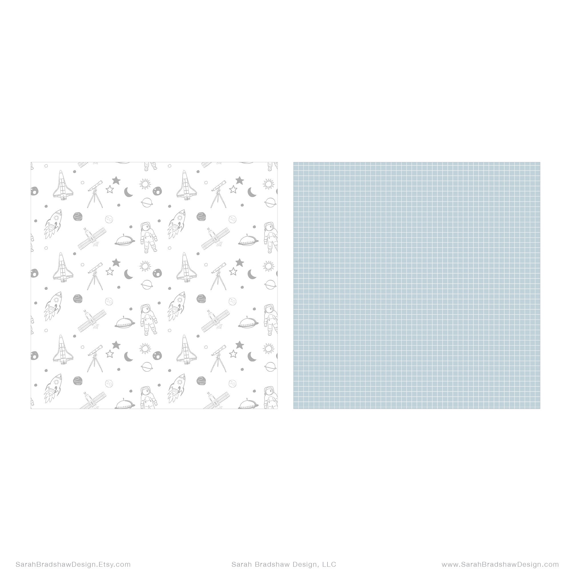 Space Exploration Digital Paper Set. Seamless Pattern. Astronaut. Solar ...