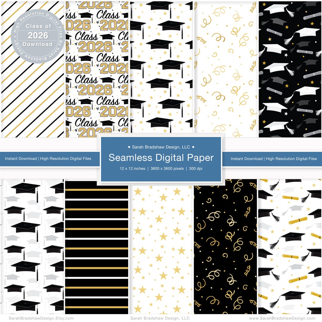 Seamless Graduation Digital Paper. Class of 2026 Download. High School ...