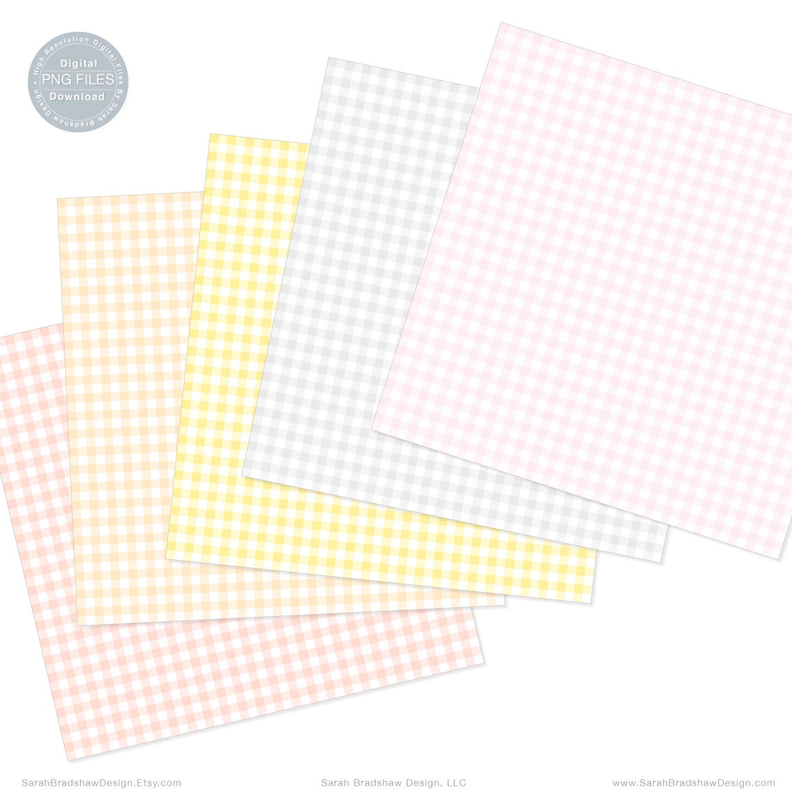 Seamless Digital Paper. Gingham Digital Paper. Pastel Gingham Digital ...