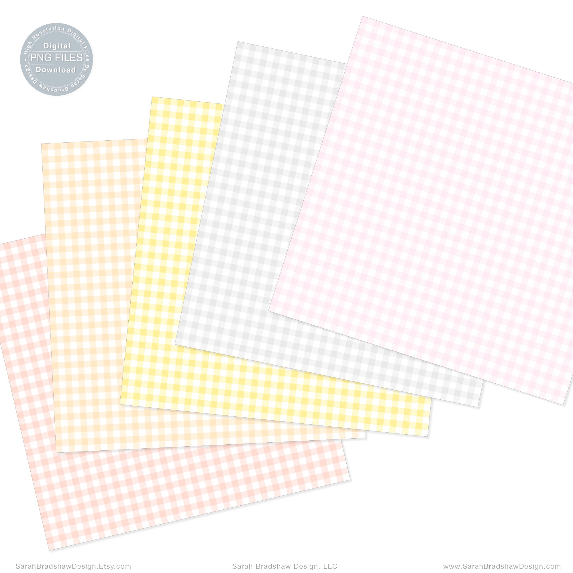 Seamless Digital Paper. Gingham Digital Paper. Pastel Gingham Digital ...