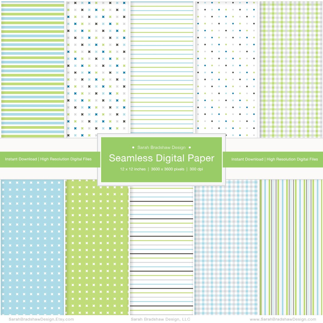 Seamless Digital Paper. Digital Pattern. Blue and Green Digital Paper ...