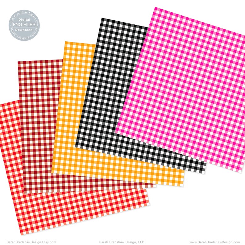 Seamless Digital Paper. Gingham Digital Paper. Red Gingham. Country and ...