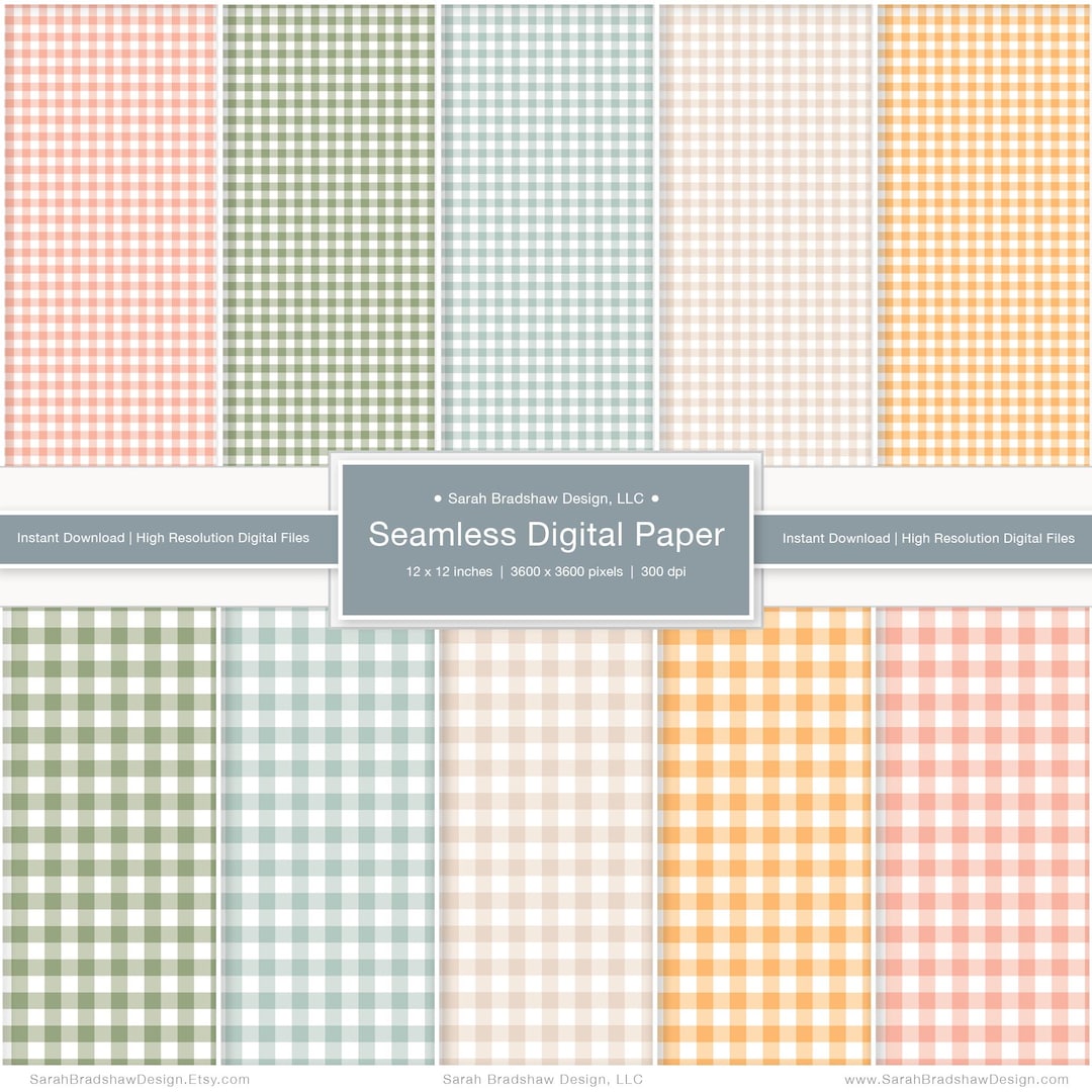 Fall Gingham Digital Paper: Seamless Autumn Picnic Print (digital ...