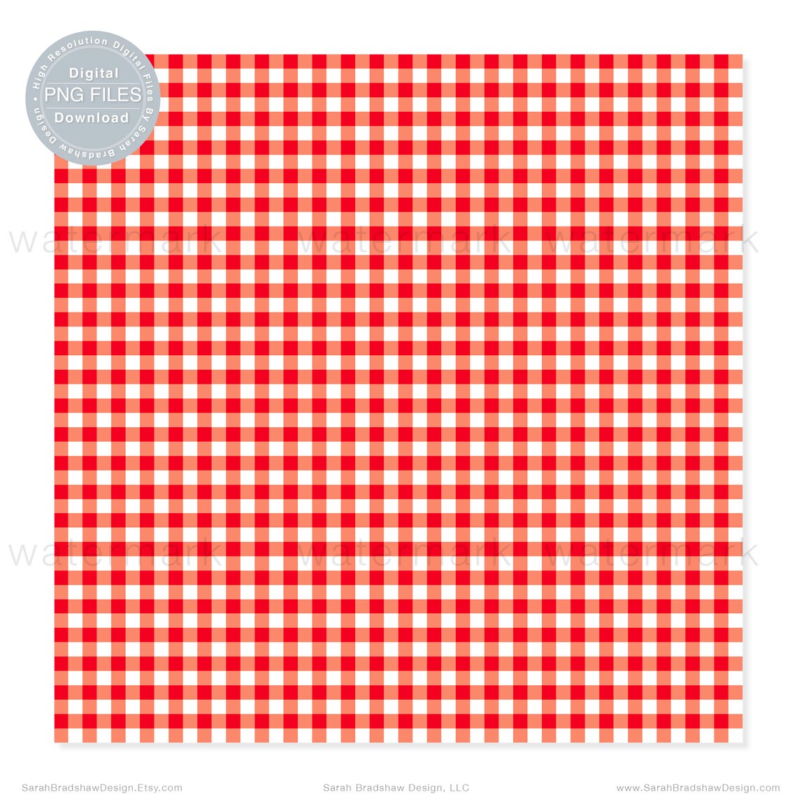 Seamless Digital Paper. Gingham Digital Paper. Red Gingham. Country and ...