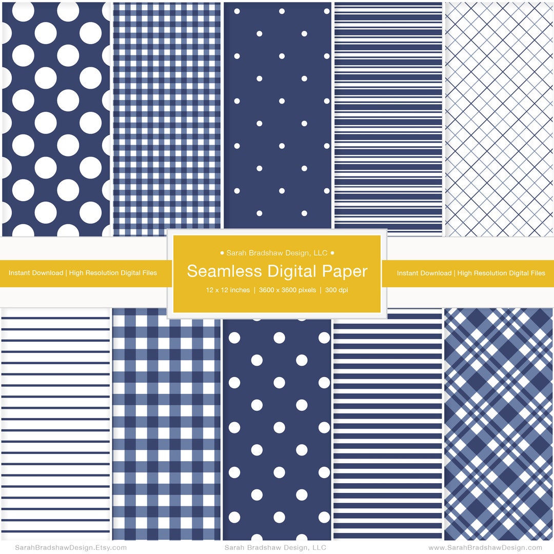 Seamless Digital Paper. Digital Pattern. Navy Blue Digital Paper. Plaid ...