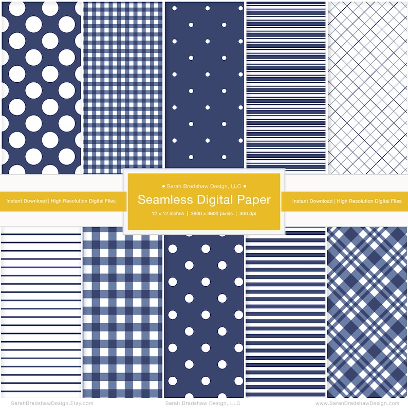 Seamless Digital Paper. Digital Pattern. Navy Blue Digital Paper. Plaid ...