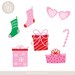 Retro Pink Christmas Clip Art: Vintage Holiday PNG JPG (instant ...