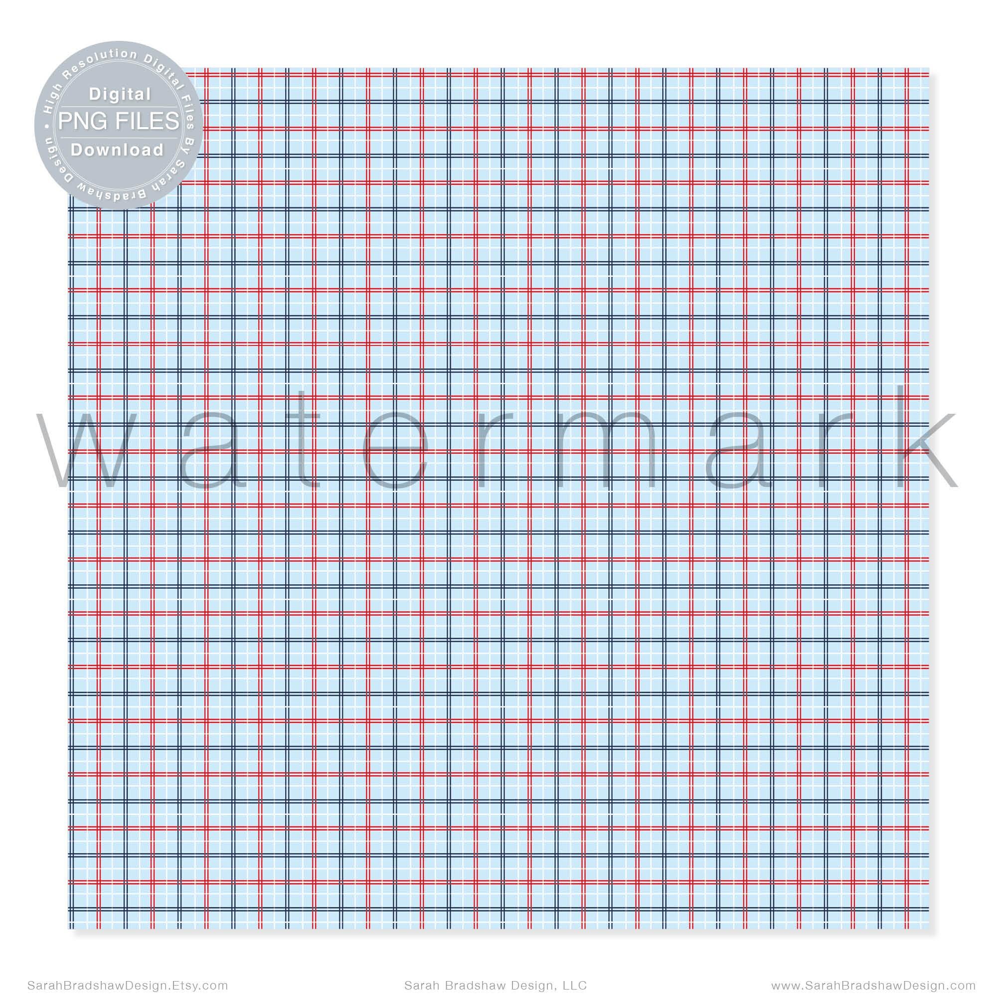Plaid Digital Paper. Gingham Digital Paper. 4th of July. Red White and ...